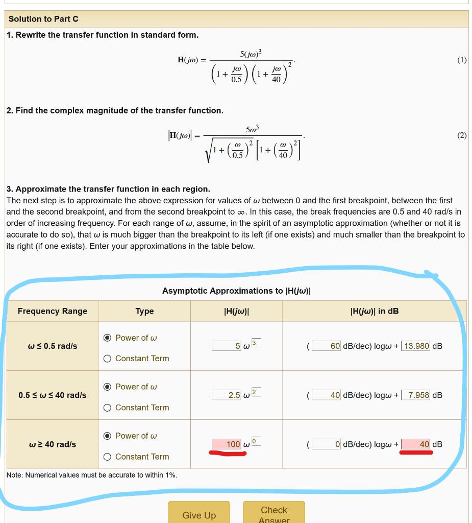 Solved Solution to Part C 1. Rewrite the transfer function | Chegg.com