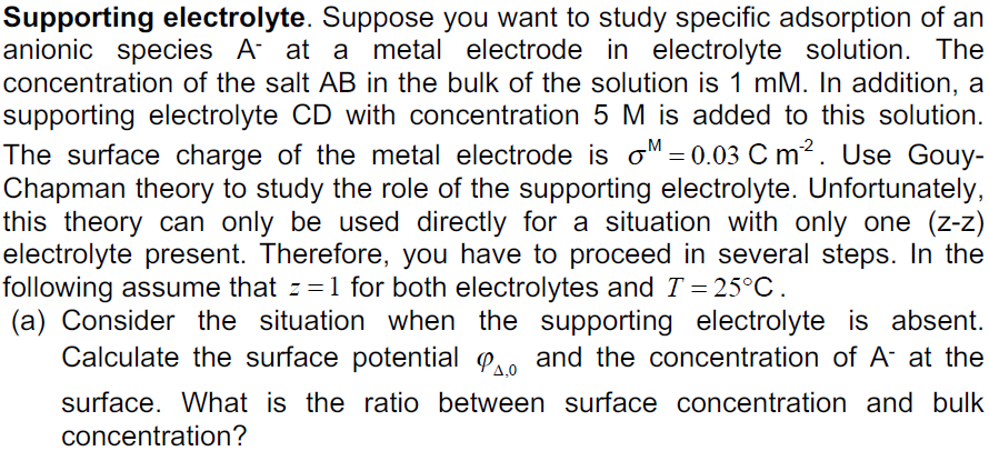 Solved Supporting electrolyte. Suppose you want to study | Chegg.com