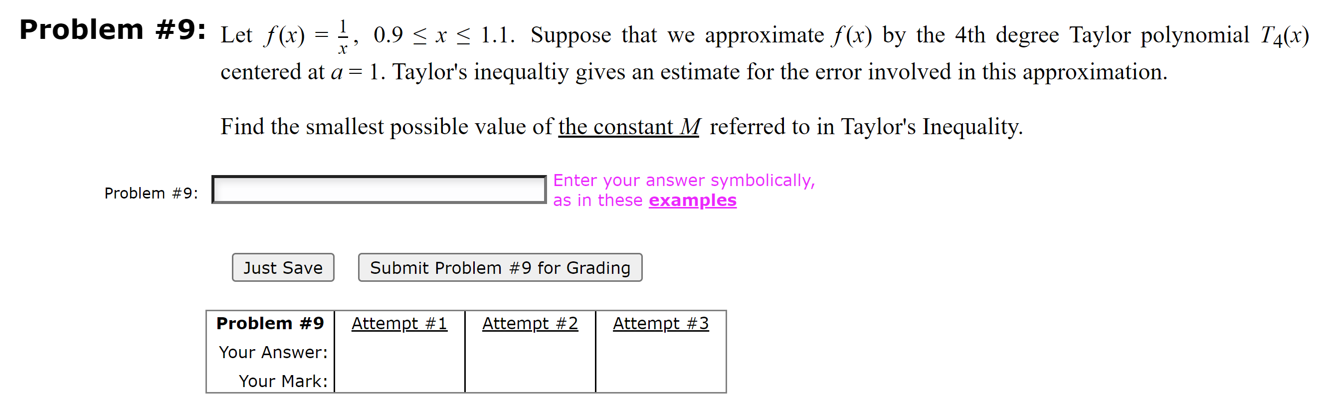 Solved Problem \#9: Let f(x)=x1,0.9≤x≤1.1. Suppose that we | Chegg.com