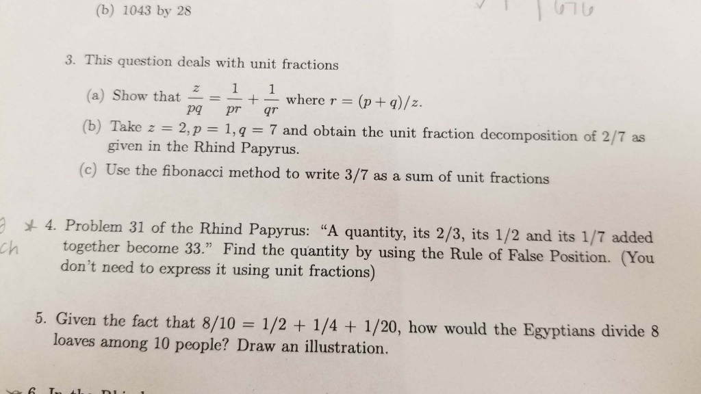 Solved Problem 31 of the Rhind Papyrus: "A quantity, its | Chegg.com