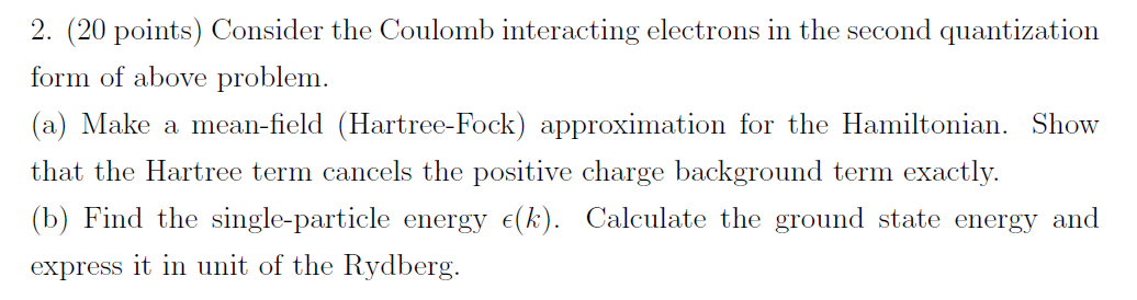1. (20 points) Recall that a two-body interaction in | Chegg.com