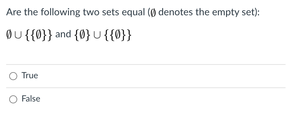 Solved Are the following two sets equal (Ø denotes the empty | Chegg.com