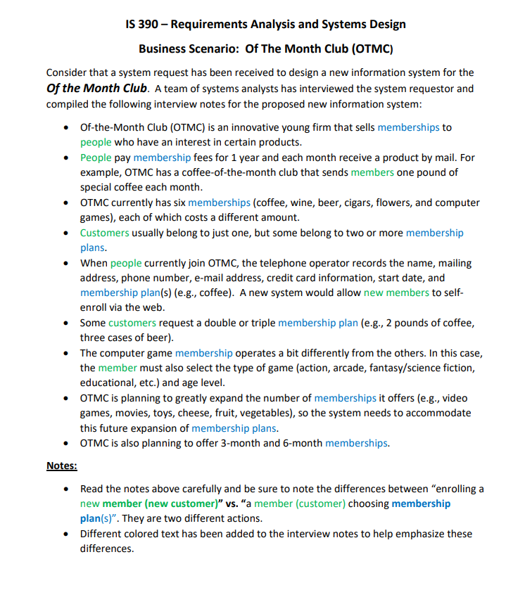 Develop an Event Response List for the scenario. (Use | Chegg.com