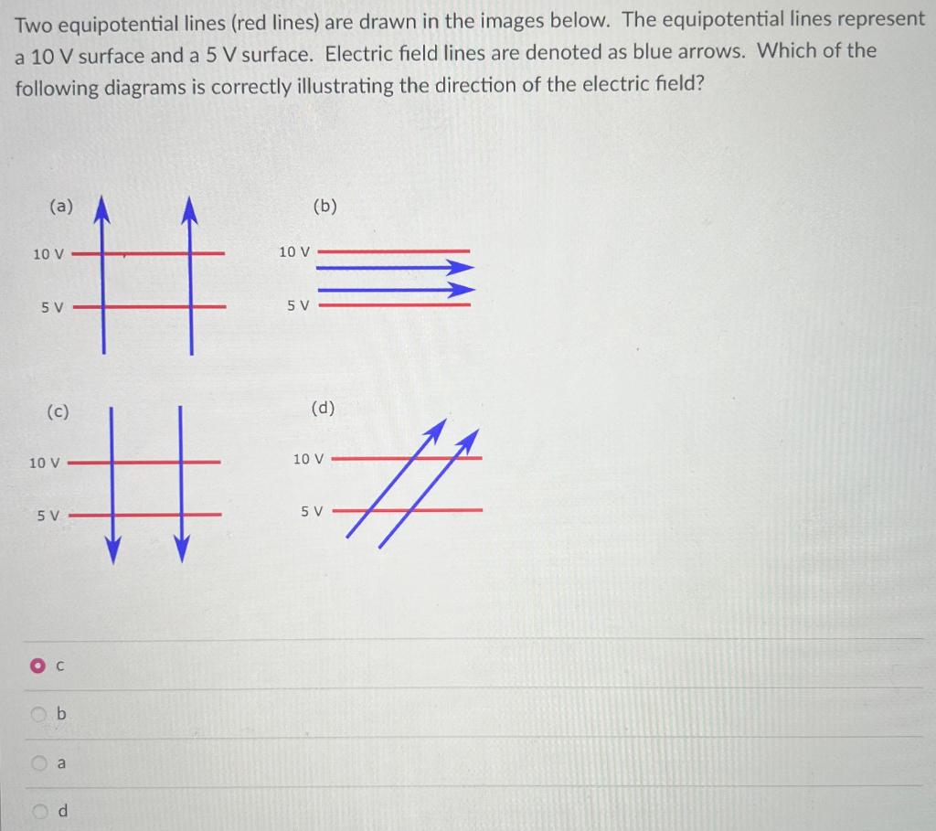 Solved Two equipotential lines (red lines) are drawn in the | Chegg.com