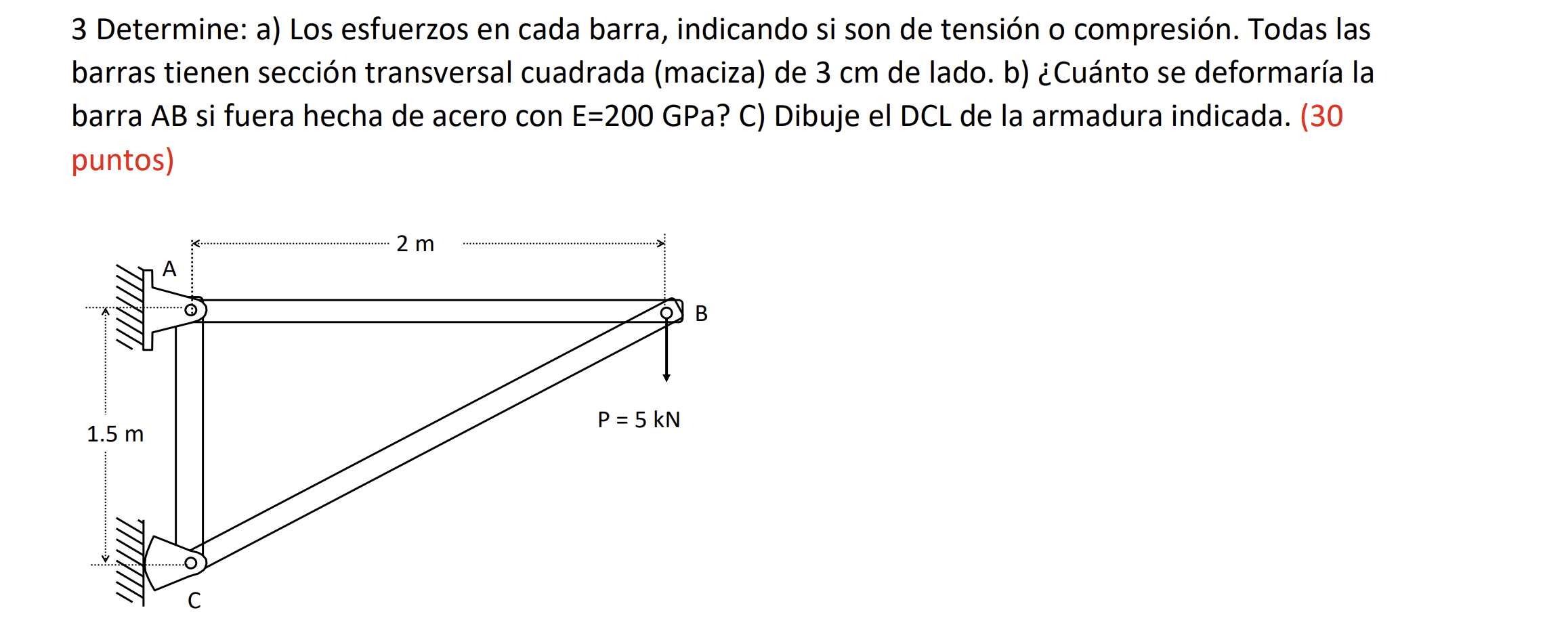 Solved 3 Determine: a) The stresses on each bar, indicating | Chegg.com