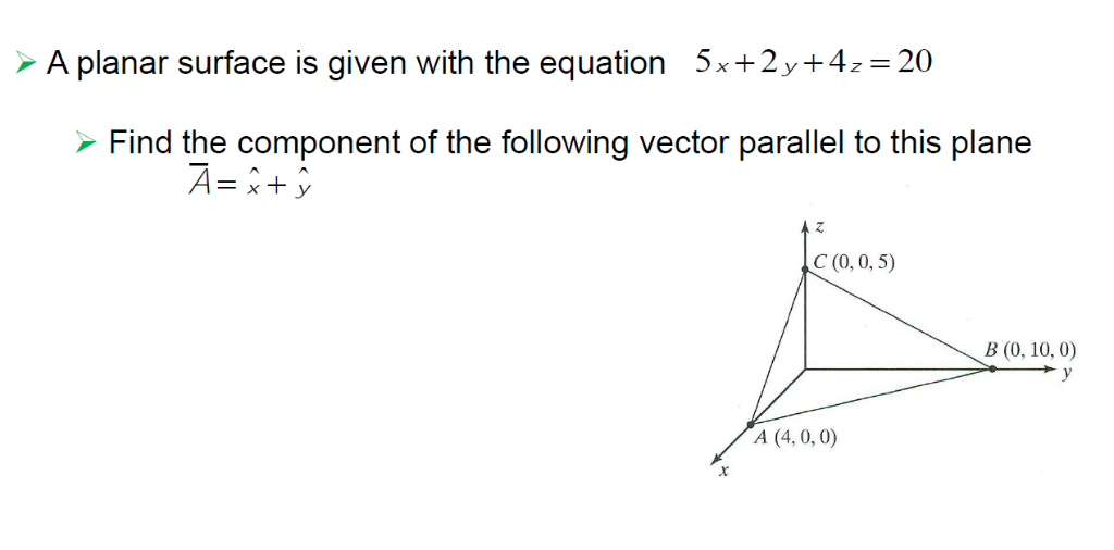 Solved A planar surface is given with the equation 5x | Chegg.com