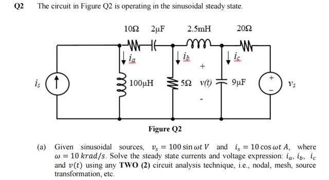 Solved Q2 The circuit in Figure Q2 is operating in the | Chegg.com