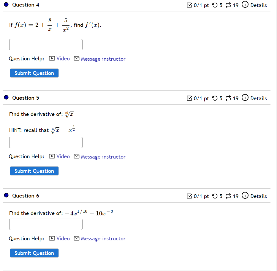 Solved If f(x)=2+x8+x25, find f′(x) Question Help: Video | Chegg.com