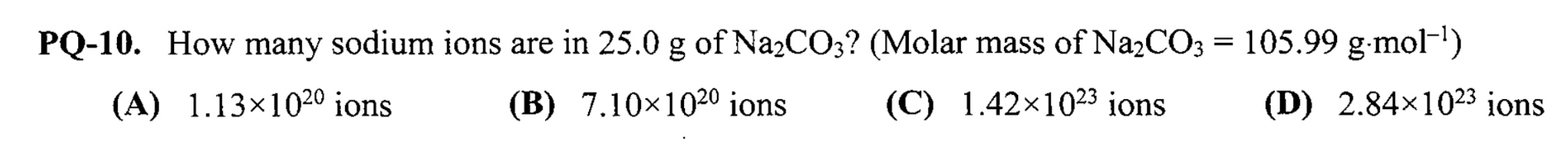 Solved PQ-10. How many sodium ions are in 25.0 g of Na2CO3 ? | Chegg.com