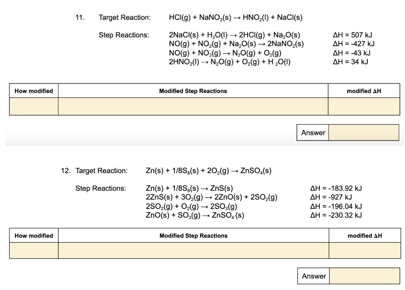 Solved How modified How modified 11. Target Reaction: Step | Chegg.com