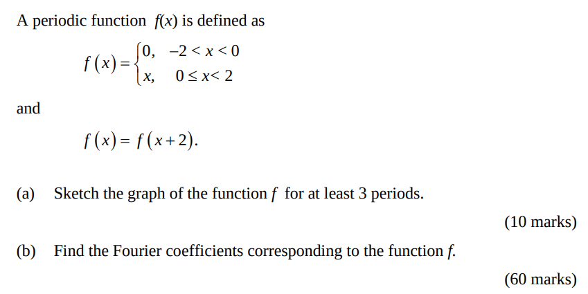 Solved A periodic function f(x) is defined as f(x)={0,x,−2 | Chegg.com
