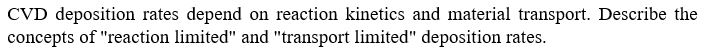 Solved CVD deposition rates depend on reaction kinetics and | Chegg.com