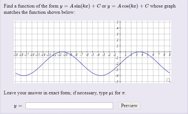 Solved Find a function of the form y = A sin(kx) + Cor y = A | Chegg.com