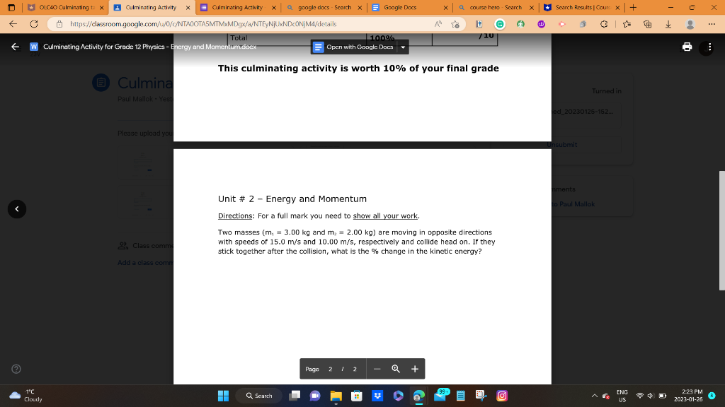 Solved This culminating activity is worth 10% of your final | Chegg.com