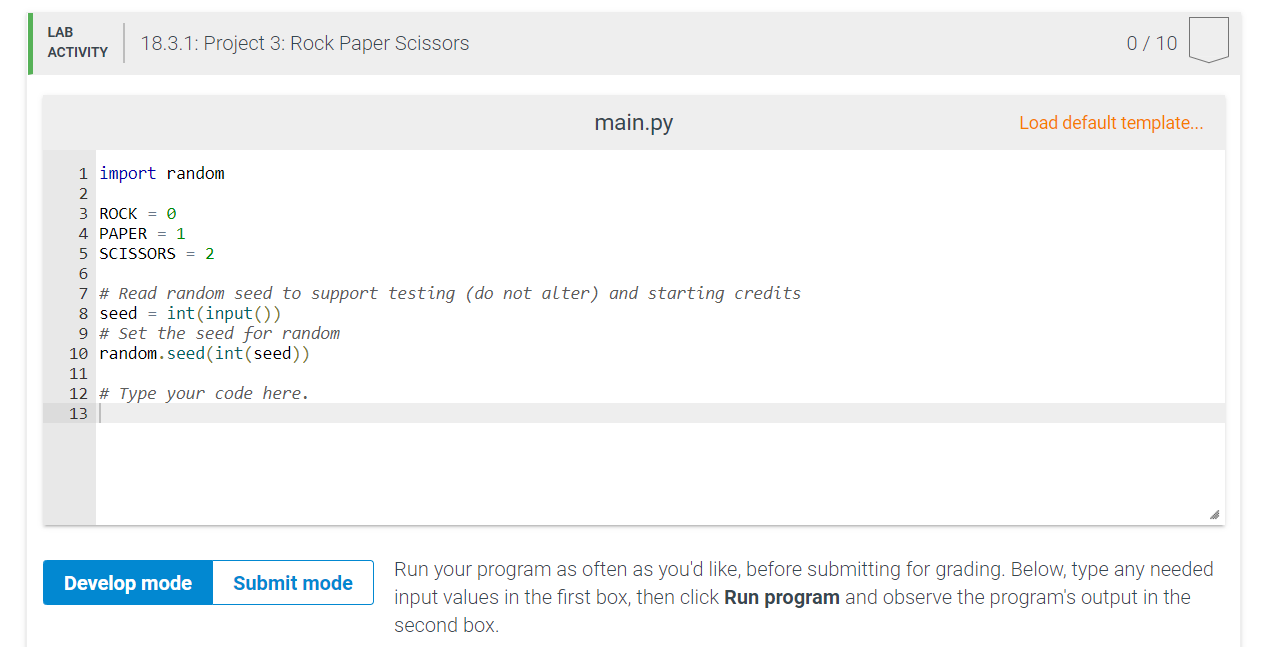 Solved 18.3 Project 3: Rock Paper Scissors Program | Chegg.com