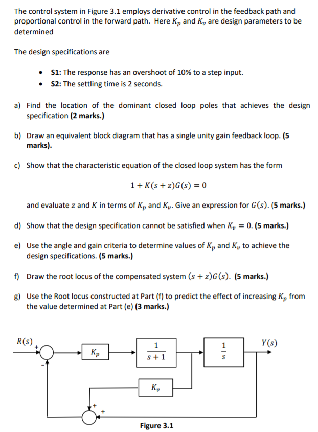 The control system in Figure 3.1 employs derivative | Chegg.com