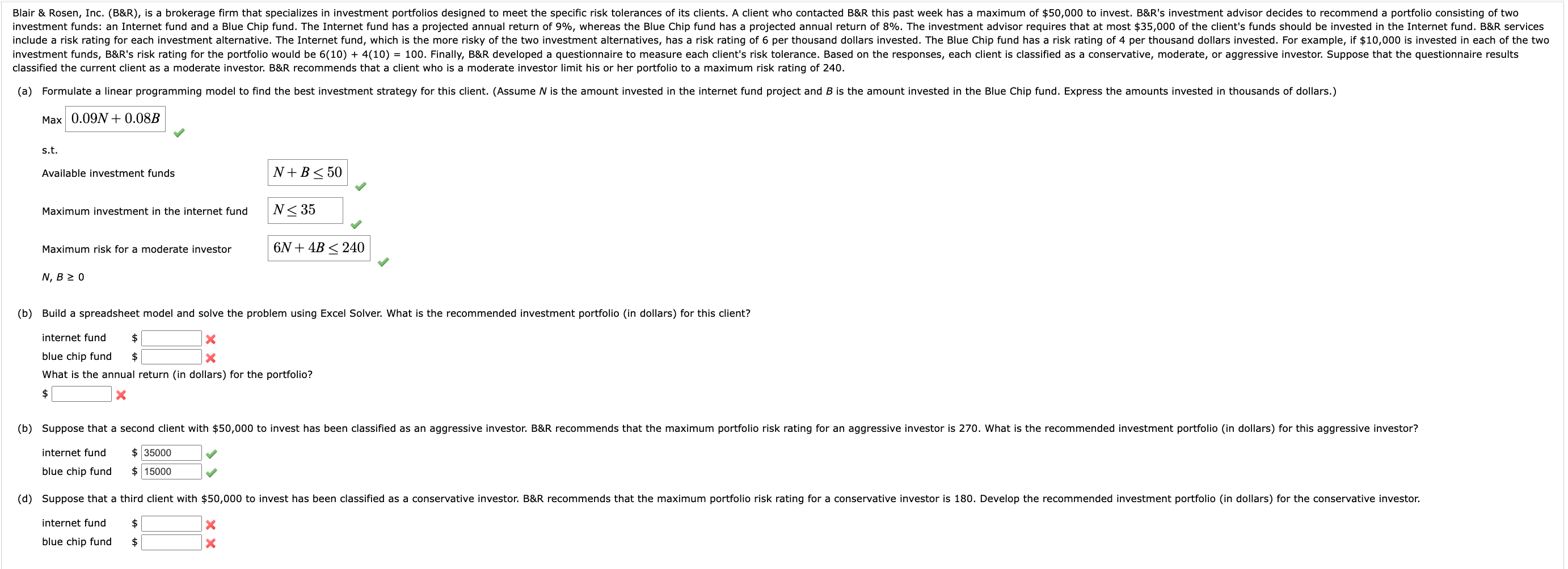 Solved classified the current client as a moderate investor. | Chegg.com