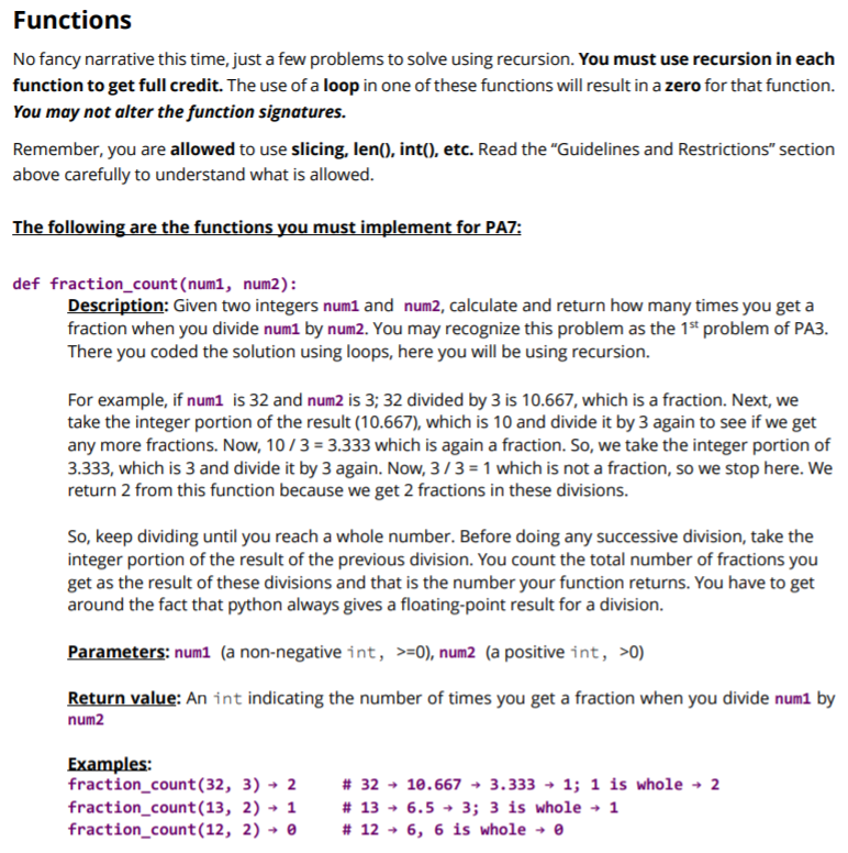 Solved Guidelines And Restrictions • You Must Use Recursion