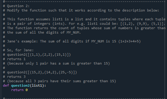 Solved DO NOT USE PYTHON LAMBDAS DO NOT USE MAPS/FILTERS No | Chegg.com