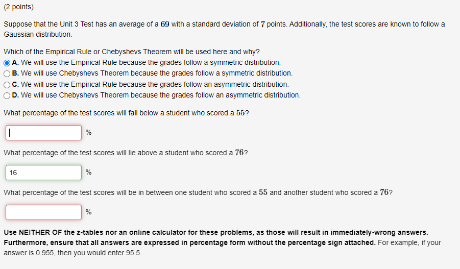 Solved Suppose that the Unit 3 Test has an average of a 69 | Chegg.com