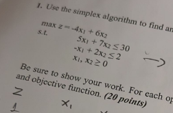 the simplex algorithm to find an optimal solution to | Chegg.com