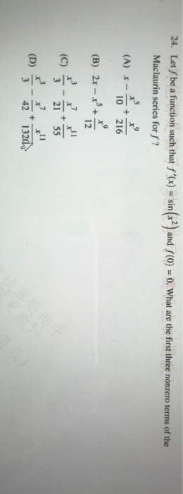 Solved Let/ be a function such that f'(x) = sin (x2) and | Chegg.com