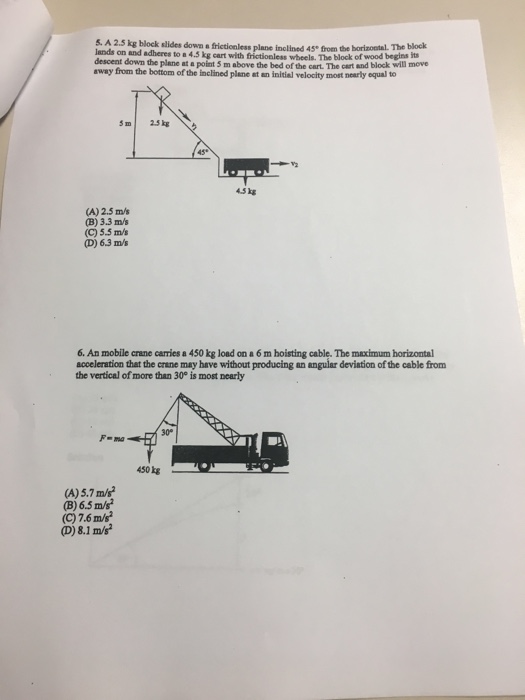Solved A 2.5 kg block slides down a frictionless plane | Chegg.com