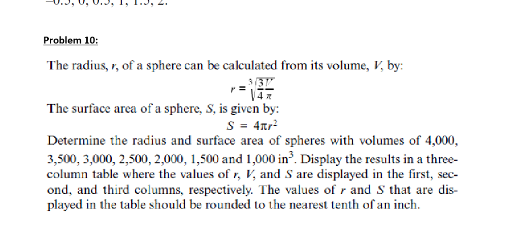 Problem 10: The radius, r, of a sphere can be | Chegg.com