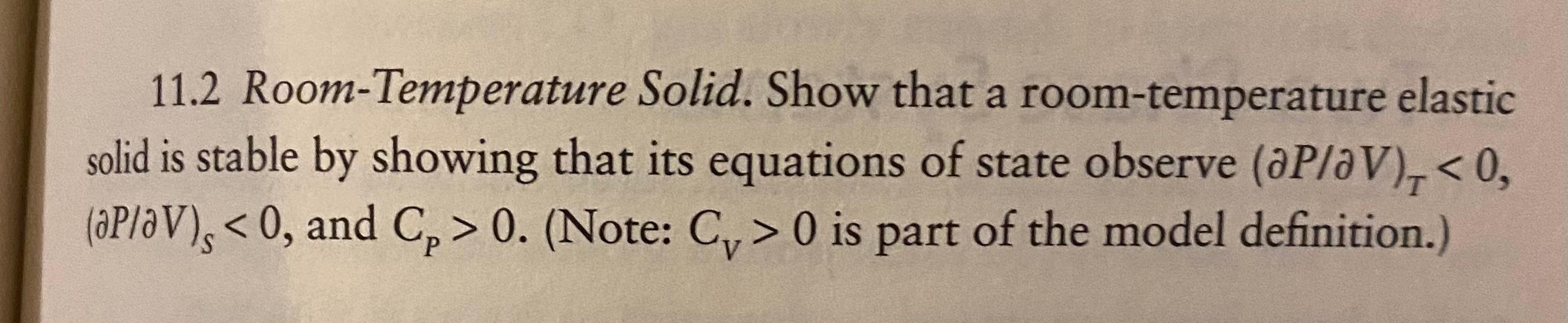 Room Temperature Elastic Solid Stability | Chegg.com