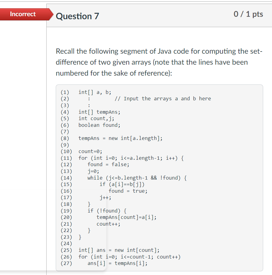 Solved Incorrect Question 7 0 / 1 pts Recall the following | Chegg.com