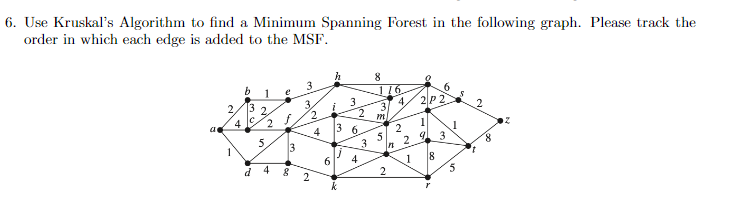 Solved Use Kruskals Algorithm To Find A Minimum Spanning
