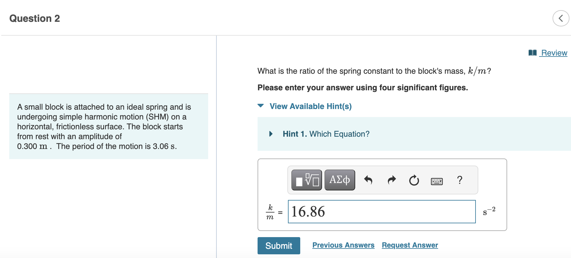 Solved Question 2A small block is attached to an ideal | Chegg.com