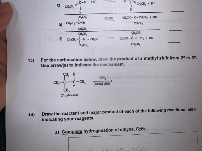Solved C) CHCh CHCH, -C-Br CH D) CH,CH CHCH, CHCH, CHCH 13) | Chegg.com