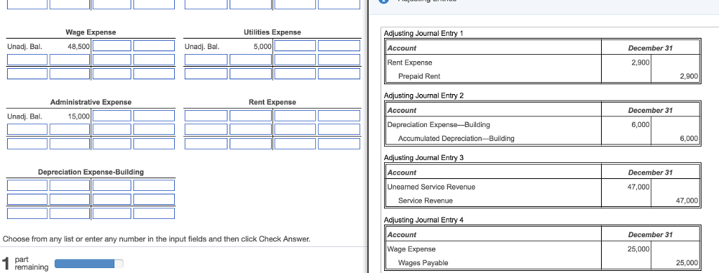Wage Expense Utilities Expense Adjusting Journal | Chegg.com