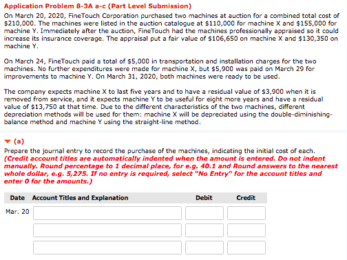 Solved Application Problem 8-3A a-c (Part Level Submission) | Chegg.com