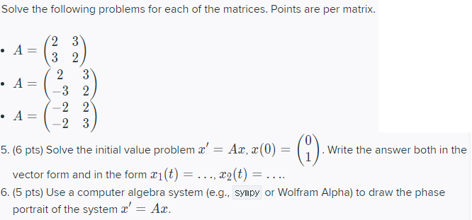 Solved Solve the following problems for each of the | Chegg.com