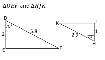 Solved ADEF and AHJK D 70° 5.8 1 2. 2.9 70° H E F | Chegg.com