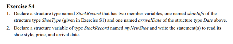 Solved struct ShoeType char style; double price; \};struct | Chegg.com