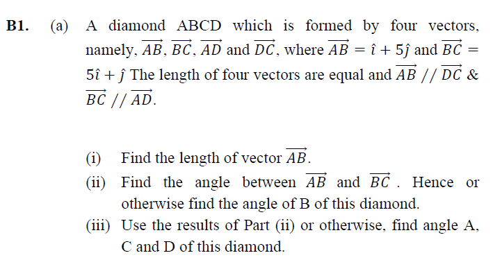 Solved B1. (a) A diamond ABCD which is formed by four | Chegg.com