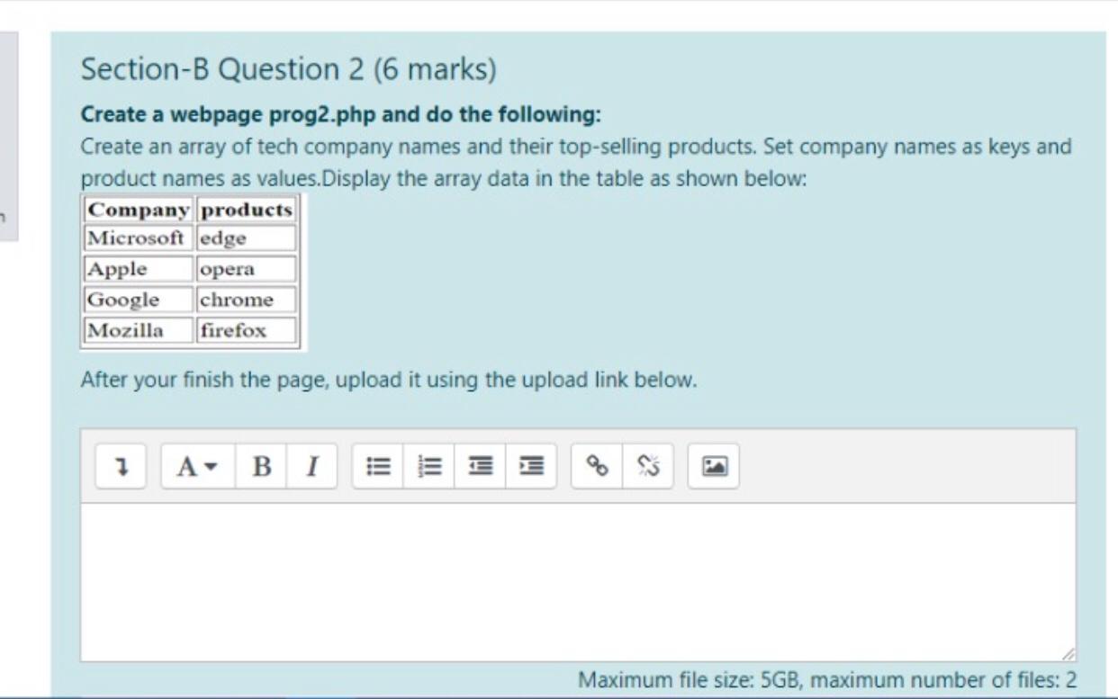Solved ក Section-B Question 2 (6 marks) Create a webpage | Chegg.com