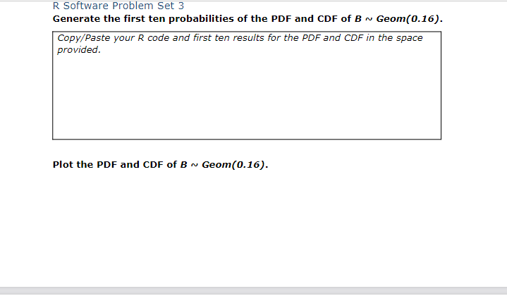 Solved R Software Problem Set 3 Generate the first ten | Chegg.com