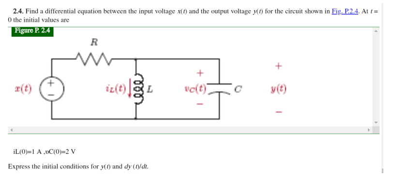 Solved 2.4. Find a differential equation between the input | Chegg.com