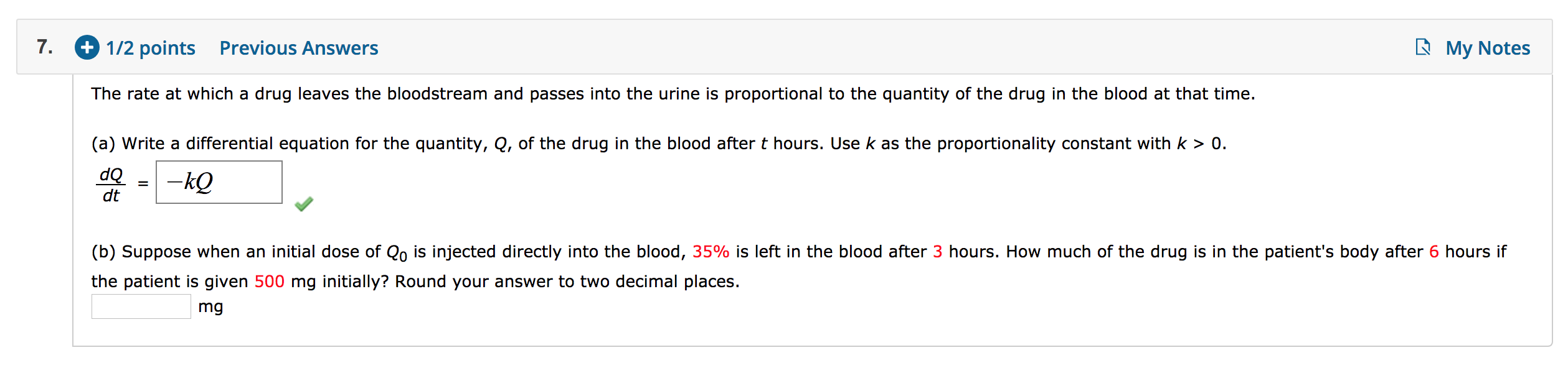 Solved 7. + 1/2 points Previous Answers RMy Notes The rate | Chegg.com Solved 7. + 1/2 points Previous Answers RMy Notes The rate | Chegg.com