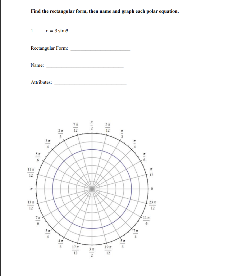 Solved Find the rectangular form, then name and graph each | Chegg.com