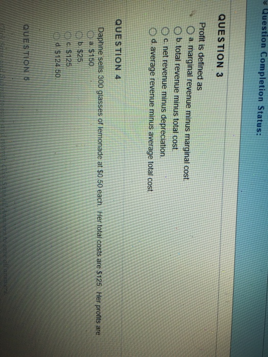 Solved Question Completion Status: QUESTION 3 Profit is | Chegg.com