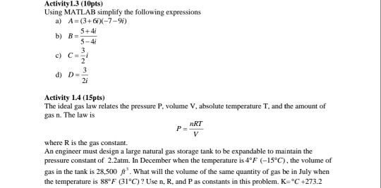 Solved Activity1.3 (10pts) Using MATLAB simplify the | Chegg.com
