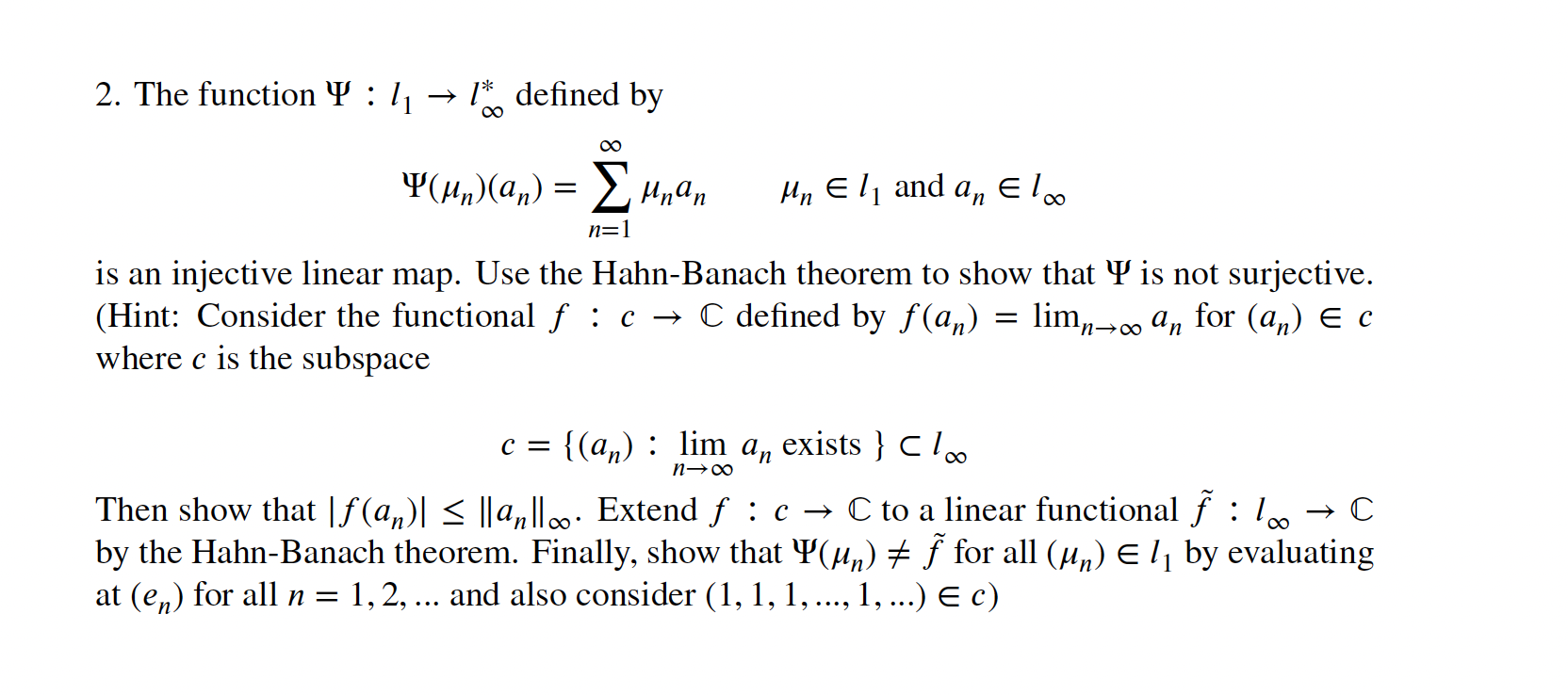 Solved Consider the following subspaces of sequences (an) = | Chegg.com