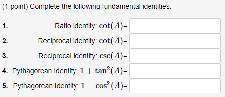 Solved (1 point) Complete the following fundamental | Chegg.com