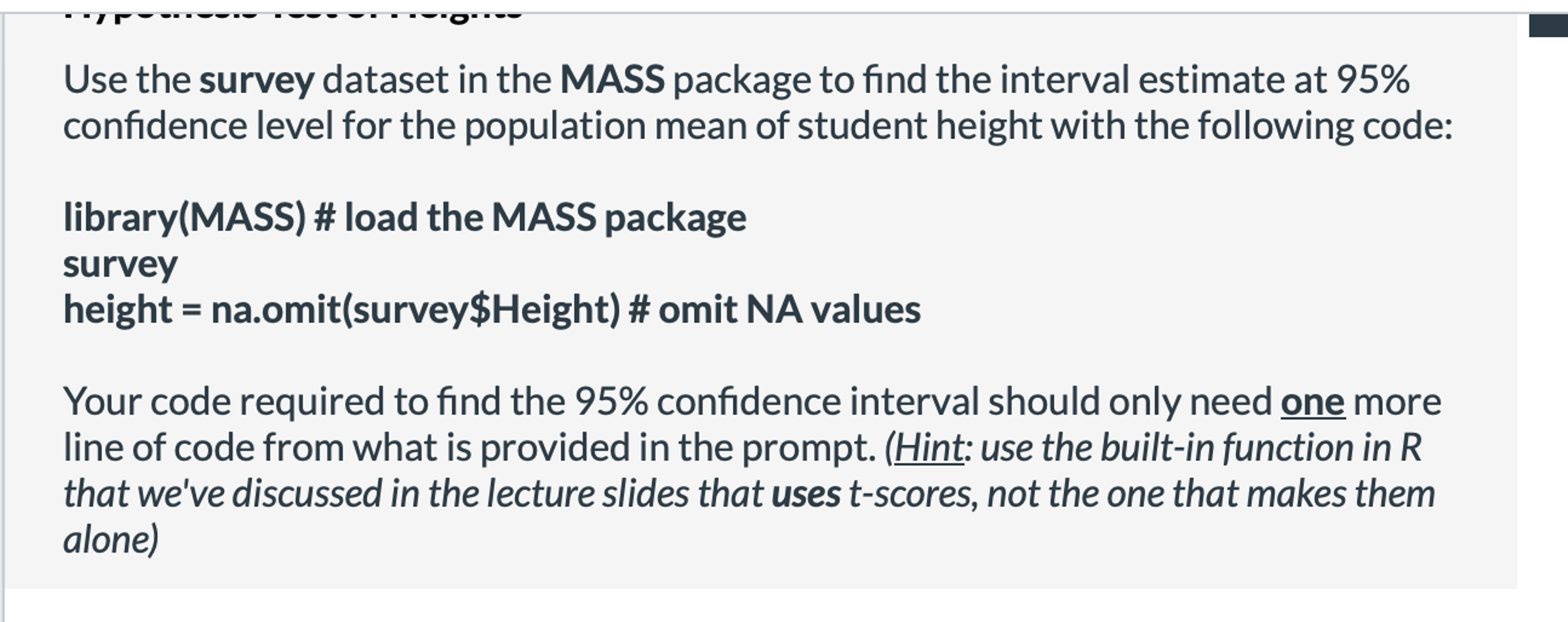 Solved Use the survey dataset in the MASS package to find | Chegg.com