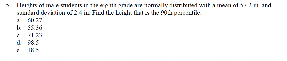 Solved Heights of male students in the eighth grade are | Chegg.com